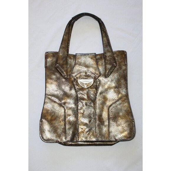 Botkier | Bags | Botkier Metallic Snakeskin Embossed Leather Tote Bag ...